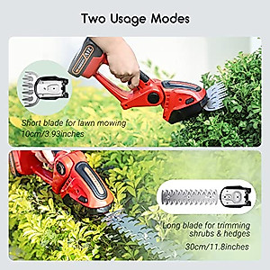 LUXBIRD Cordless Grass Shears, 2-in-1 Mini Hedge Trimmer Cordless,Light Handheld Grass Trimmer, Electric Shrub Trimmer with 2Pcs Rechargeable Batteries