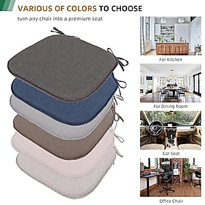 RACE LEAF Indoor Chair Cushions Dark Gray, 17" X 16" Chair Pads for Dining Chairs Set of 4, High-Density Foam Chair Seat Cushion Pads with Ties and Non-Slip Backing