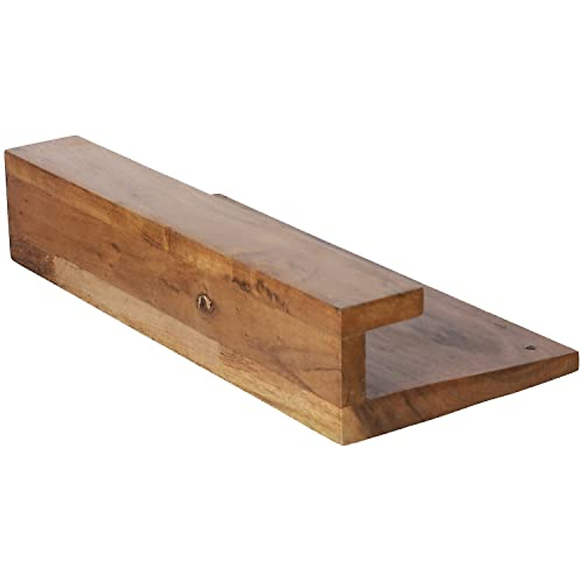 MyGift Wall Mounted Premium Natural Acacia Wood Vinyl Record Album Storage Racks, LP Record Holder Decorative Display Shelves, Set of 2 - Made in India