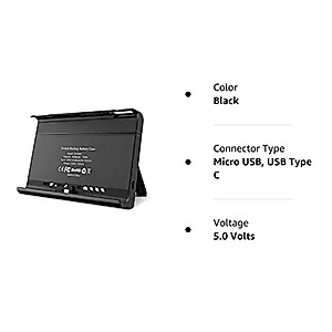 10000mAh Battery Charger Case, Compatible with Nintendo Switch & Nintendo Switch OLED Model, Portable Backup Battery Pack, Travel Power Bank, 2-Game Card Slots, Dual Type-C, Micro USB Charging Ports