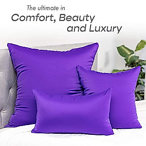 12" x 20" Throw Pillow – Dark Lavendar: 1 PCS Luxurious Premium Microbead Pillow With 85/15 Nylon/Spandex Fabric. Forever Fluffy, Outstanding Beauty & Support. Silky, Soft & Beyond Comfortable