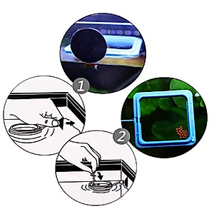 4 Pcs Fish Feeding Ring Square and Round Aquarium Fish Feeding Ring Floating Food Feeder, with Suction Cup