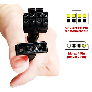 Molex LP4 Male ATX Power Supply to CPU 8(4+4) Pin EPS-12V Converter Adapter Cable Braided Sleeved 20 inches (NOT PCIe Adapter Cable) TeamProfitcom