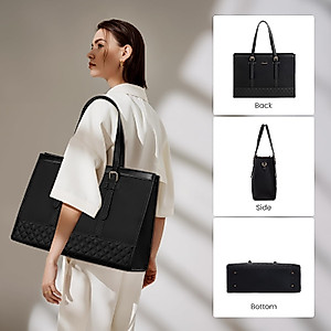 LOVEVOOK Laptop Bag for Women 15.6 inch Canvas Laptop Tote Bag, Large Capacity Work Bag with Clutch Purse, Computer Bag Office Business Briefcase, Casual Handbag for Travel College Teacher School