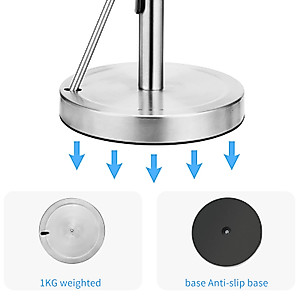 LEISURESHARE Paper Towel Holder Countertop, Stainless Steel Standing Paper Towel Roll Holder for Kitchen Bathroom, with Weighted Base for One-Handed Operation(Silver Fine Packaging)