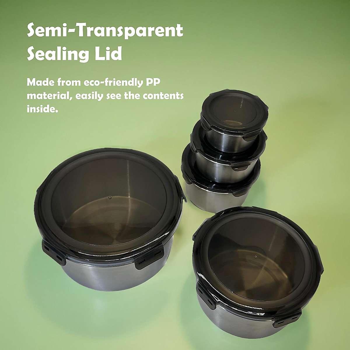 EleganceEssentials Stainless steel food storage containers leak proof & airtight lids for Kitchen,stainless steel bowl,meal prep lunch box,freezer and microwave safe (5-piece)