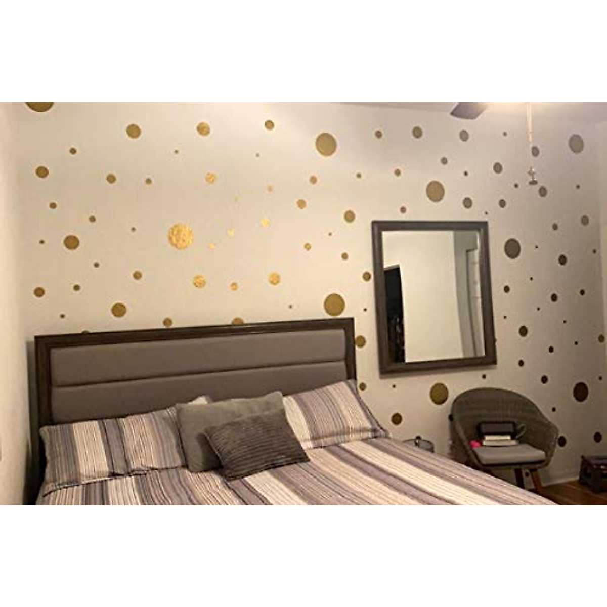 Create-A-Mural Polka Dot Wall Stickers, Wall Decor Stickers, Wall Dots, Vinyl Circle Room Dot Decals Wall Art Stickers for Bedroom Girls Room Peel and Stick Kids Room Decor Birthday Gift (Gold)