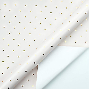 WRAPAHOLIC Wrapping Paper Roll - Pastel Pink Color with Gold Foil Sweet Heart Design for Birthday, Valentine's Day, Wedding, Baby Shower Wrap - 30 inch x 16.5 feet