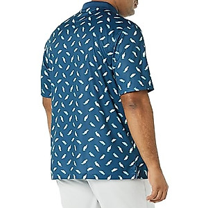 Amazon Essentials Men's Golf Polo Shirt, Quick Dry, Short Sleeve, Teal Blue Birds Print, X-Large