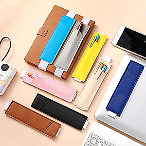 Glenmal 8 Pieces Adjustable Elastic Band Pen Holder Colorful PU Leather Sleeve Pouch Pen Sleeve Journal Pen Holder Pencil Holder for Notebook Pen Holder Pouch with Elastic Band, 8-1.5 Inch, Detachable
