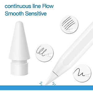 Replacement Tips Compatible with Apple Pencil 1st & 2nd Generation(4 Pack), High Sensitivity Apple Pencil Nibs for Apple Pencil,Screen Protector Supported (White)