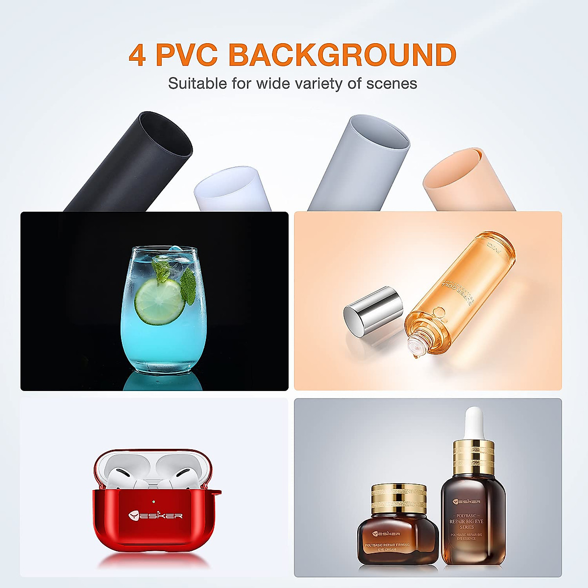 Yesker Photo Light Box, 20x20x20 inch Portable Lighting Tent Kit Brightness Adjustable Studio Photography Booth with 98 Large LED Lights CRI95+ with 4 Background for Large Items Shooting