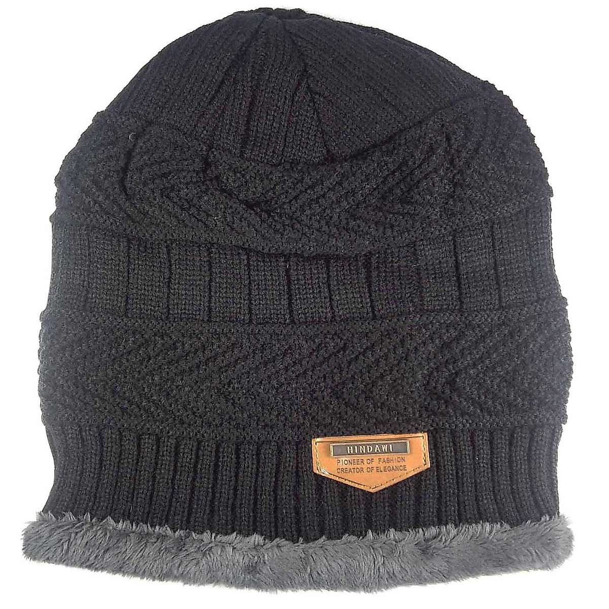 HINDAWI Winter Slouchy Beanie Gloves for Women Knit Warm Hats Skull Caps Touch Screen Mittens Black