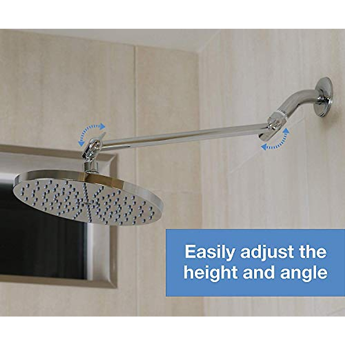 Adjustable Shower Arm Extension by WaterPoint, Brass Shower Head Extension Arm with High Polished Chrome Finish 11+ Inch