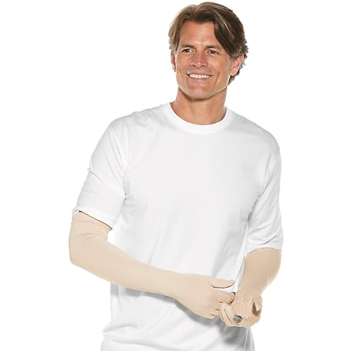 Coolibar UPF 50+ Men's Women's Culebra UV Long Sun Gloves - Sun Protective (Medium- Beige)