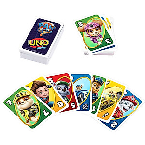 Mattel Games UNO Junior PAW Patrol Card Game with 56 Cards 2-4 Players, Gift for Kids 3 Years Old & Up