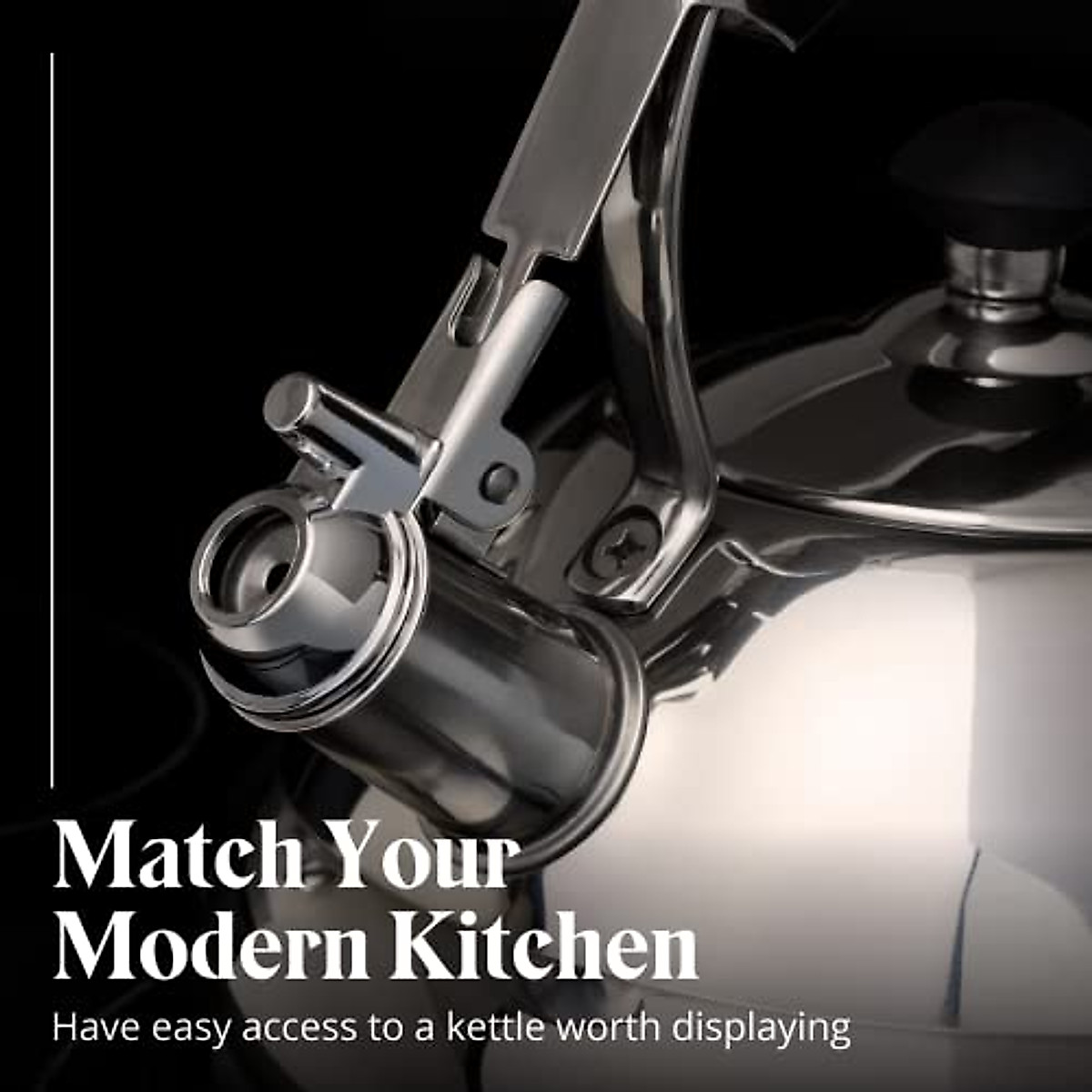 Willow & Everett Whistling Tea Kettle for Stove Top - 2.75 Quart Tea Pots for Stove Top w/Stainless Steel, Mirror Finish & Strainer