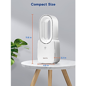 let'me Desk Fan,Portable Bladeless Fan 11.8 inch Small Personal Cooling Fan with 5 Colors Touch Control LED Light,Quiet Table Fan for Home, Office, Bedroom