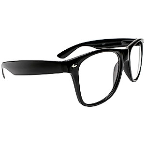 Kangaroo Black Superhero Nerd Glasses – Black Frame Fake Nerd Glasses for Men and Women – Non-Prescription, Non-Polarized Clear Lens Prop Glasses – Costume Glasses for Halloween or Cosplay