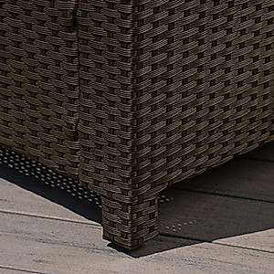 Christopher Knight Home Puerta Outdoor Wicker Loveseat with Cushions, Brown / Ceramic Grey Cushions