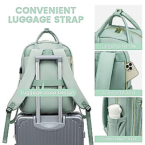 LOVEVOOK Laptop Backpack for Women, Water Resistant Travel Work Backpacks Purse Stylish College Business Teacher Nurse Computer Bag with USB Charging Port, Fits 15.6" Laptop