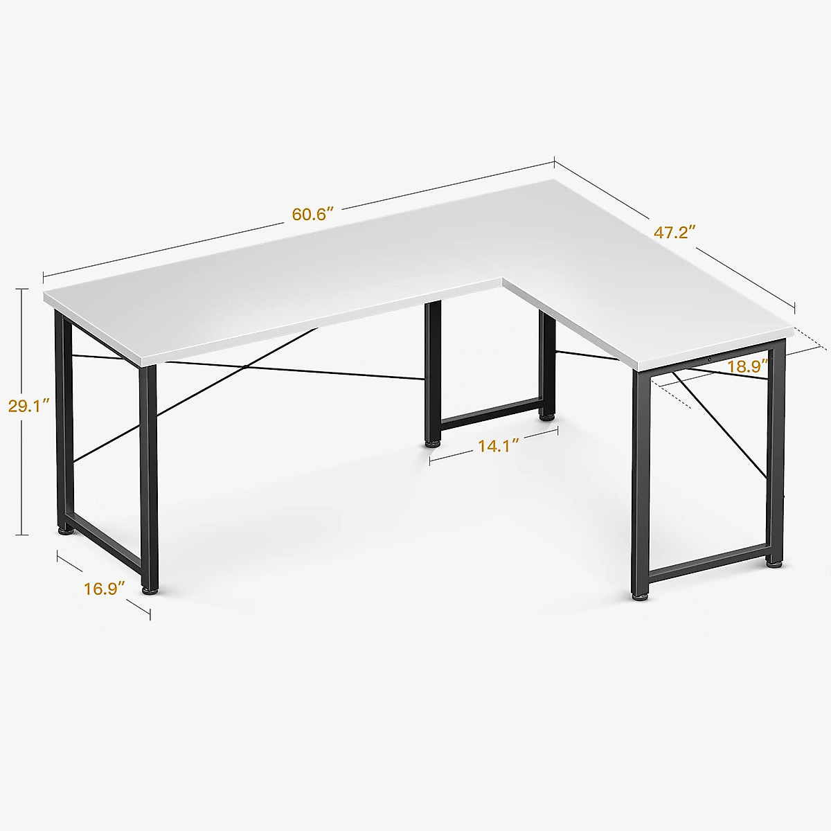 Coleshome 61" L Shaped Desk Computer Desk, L Desk Computer Corner Desk for Home Office Gaming Writing Workstation, Space-Saving, Easy to Assemble