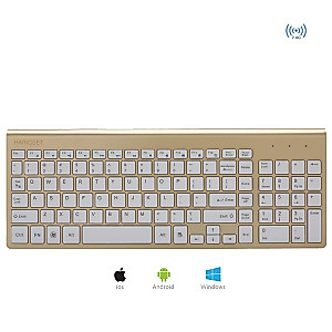 Wireless Keyboard and Mouse Combo, Haricset Full-Sized Ultra-Compact 2.4G Stable Connection Keyboard with Number Keypad and Adjustable DPI Mouse for Windows, Mac OS Office Computer (Gold)