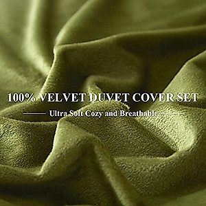 Ivellow Velvet Duvet Cover Queen Set Sage Green Velvet Duvet Cover Queen Velvet Comforter Cover 3Pcs Ultra Soft Duvet Cover Breathable Solid Luxury Flannel Velour Duvet Cover Zipper Closure Corner Tie