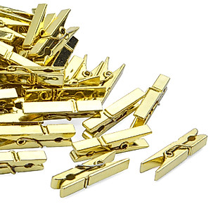 Jdesun 50 Pieces Photo Clips,Mini Plastic Picture Paper Clip Clothespins Peg for Office,Home,Arts(Gold)