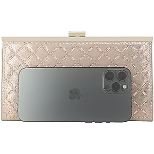 Metal Top-Handle Women Evening Clutch Purse Bag Crystal Rhinestone Handbags Champaign Medium