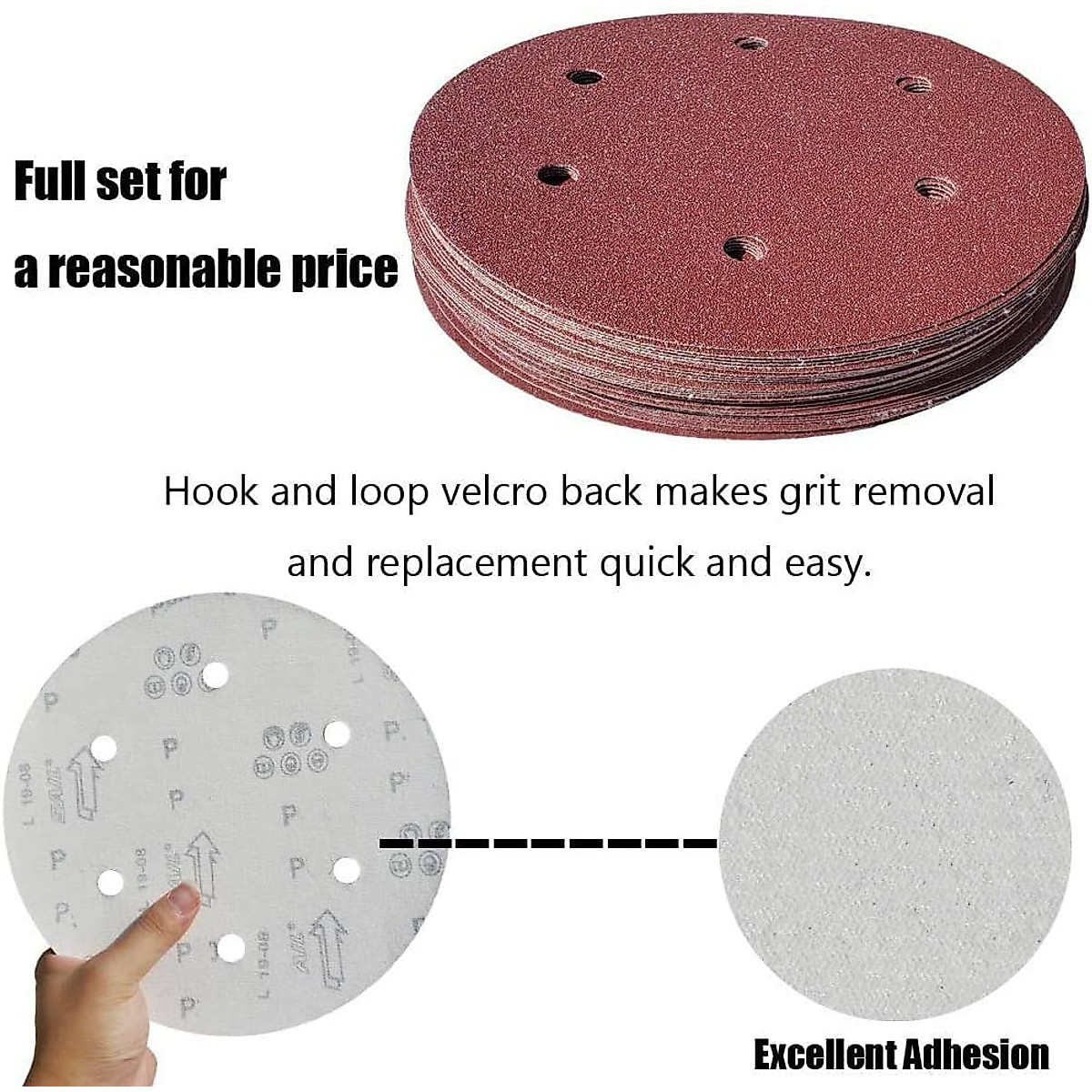 SACKORANGE 30 PCS 9 Inch 6 Hole 120 Grit Hook & Loop Sanding Discs - Aluminum Oxide Sander Disc Grinding Abrasive Sandpaper for Powe Drywall Sander Wood Furniture Finishing (120 Grit-30 Pack)