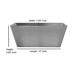 nu steel Shiny nusteel Hammered Metal Toilet Tank Tray, Bathroom Countertop Bin, Multipurpose Vanity, Cosmetics Organizer, Perfume Jewelry Makeup Plant Finish