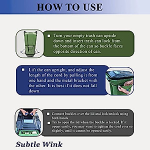 2 pack Bear Proof Trash Can Lock fits for 30 - 50 Gallon Bins with 4 Rubber bands | Heavy-Duty Adjustable Trash Can Lid Lock | Garbage can lock for animals, Dogs, Raccoons (trash can not include)