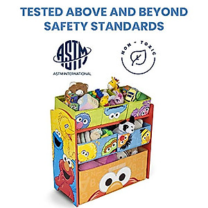 Delta Children Chair Desk with Storage Bin + Design and Store 6 Bin Toy Storage Organizer, Sesame Street (Bundle)