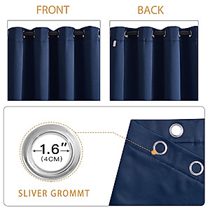 RYB HOME Soundproof Blackout Energy Effeciency 3-in-1 Curtain Set with Notoxic Detachable Liner for Home Office Theater Privacy Seperating Drapes, Navy Blue, W 52 x L 95 inches, 2 Pcs