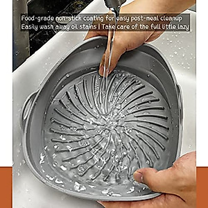 HIDDIT Foldable Air Fryer Silicone Pan, Set of 2 Air Fryer Silicone Lined Baking Pan Tray Multifunctional Grilling Mat Food Safe Non-Stick Air Fryer Basket Oven Accessories, Reusable (Color : Green,