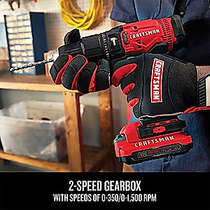 CRAFTSMAN V20 Cordless Hammer Drill Kit, 1/2 inch, 2 Batteries and Charger Included (CMCD711C2)