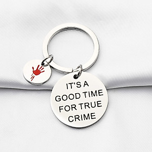 bobauna True Crime Gift Serial Killer Jewelry It's a Good Time For True Crime Gift For True Crime Lover (time for true keychain)