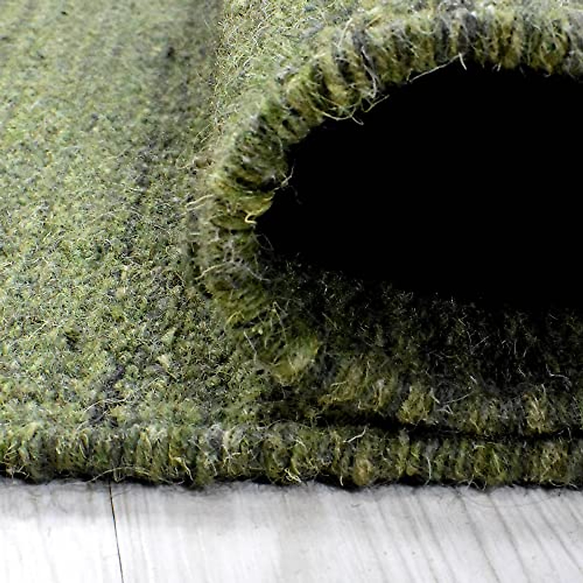 Rugsotic Carpets Hand Woven Flat Weave Kilim Wool 3'x5' Area Rug Solid Olive D00111