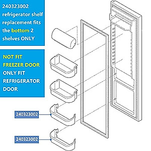 2 Pack 240323002 Refrigerator Door Bin Shelf Compatible with Frigidaire & Kenmore Bottom 2 Shelves on Refrigerator Side, PS429725, AP2115742 Replacement Parts Upgraded