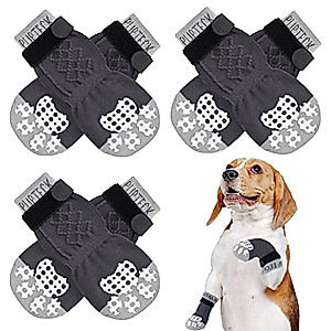 PUPTECK Non Slip Dog Socks for Hot Pavement with Grips, Dog Shoes for Hardwood Floors Licking Booties for Small Medium Large Size Dogs, Summer Paw Protector Pads with Grips for Senior Dogs