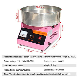 Cotton Candy Machine Commercial Cotton Candy Machine, Cotton Candy Maker, with Stainless Steel Bowl, Sugar Scoop,Anti-Rust Coating, for Family Party, Kids Birthday Pink