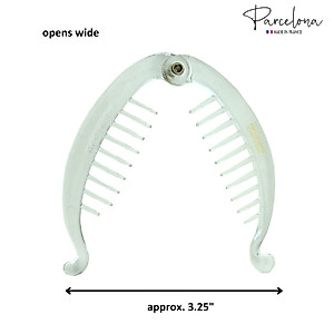 Parcelona French Effortless Mini Set of 2 Celluloid Banana Hair Clip for Fine Hair, Made in France (Clear)