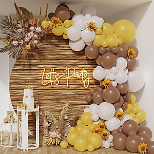 Lemon Yellow Brown Neutral Garland Arch Kit With Sand White Balloon 126pcs Sunflower Theme Birthday Wedding Party Baby Shower Bridal Shower Decoration