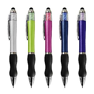 MiSiBao Ballpoint Writing Pens,8 pack(5 count+3 refills) with Stylus Tips 1mm Medium Point Pen Black Ink Pen Stylus Pens for iPads