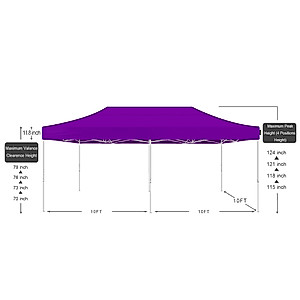 AMERICAN PHOENIX Canopy Tent 10x20 Pop Up Tent Instant Shelter Shade Heavy Duty Commercial Outdoor Party Tent (10x20FT (White Frame), Purple)