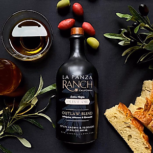 LA PANZA California Extra Virgin Olive Oil, Premium Cold Pressed EVOO, Award Winning, Outlaw Blend (Fiery & Peppery, 17.5 fl oz, 500ml Ceramic Stone Bottle)