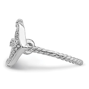 IceCarats 925 Sterling Silver Cubic Zirconia CZ Anchor Ring Size 8
