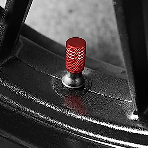Tire Valve Stem Caps Anodized Aluminum Wheel Rim Valve Caps Set Corrosion Resistant Dustproof Seal Cover for Cars Motorcycle Scooter ATV Trucks SUVs Dirt Bike Bikes Bicycle Accessories 4 pcs Red