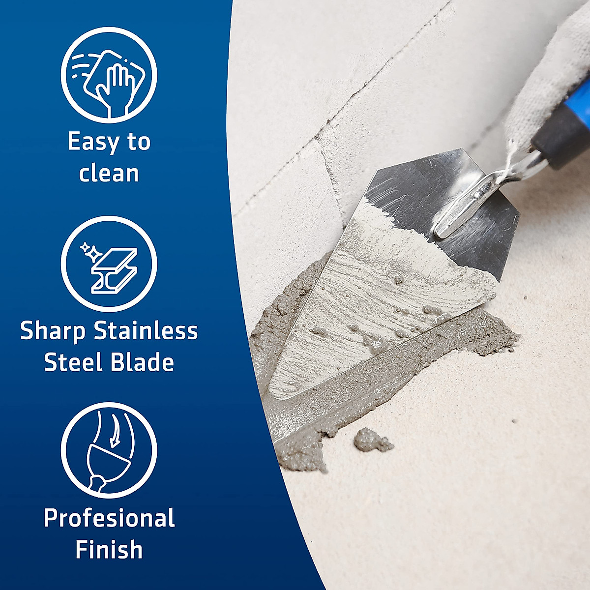 HOGARD 5" Pointing Bricklayer Trowel Premium | Stainless Steel, with Soft Grip Handle | Best Marshalltown Trowel for Your Bricklaying Tools.